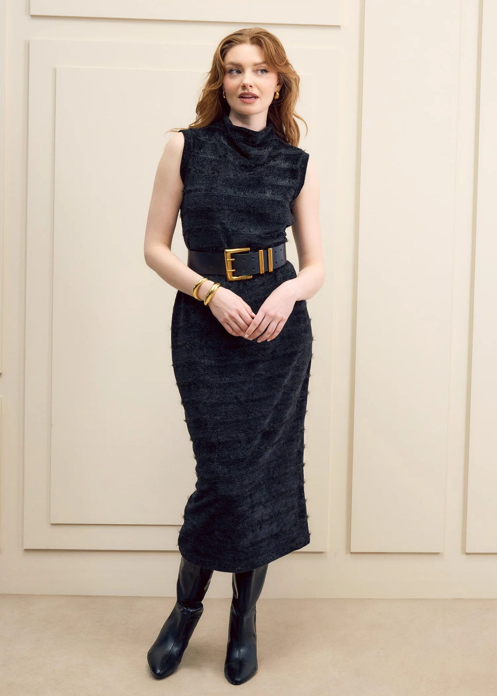Textured Knit Midi Dress in Black – Krush Clothing Boutique